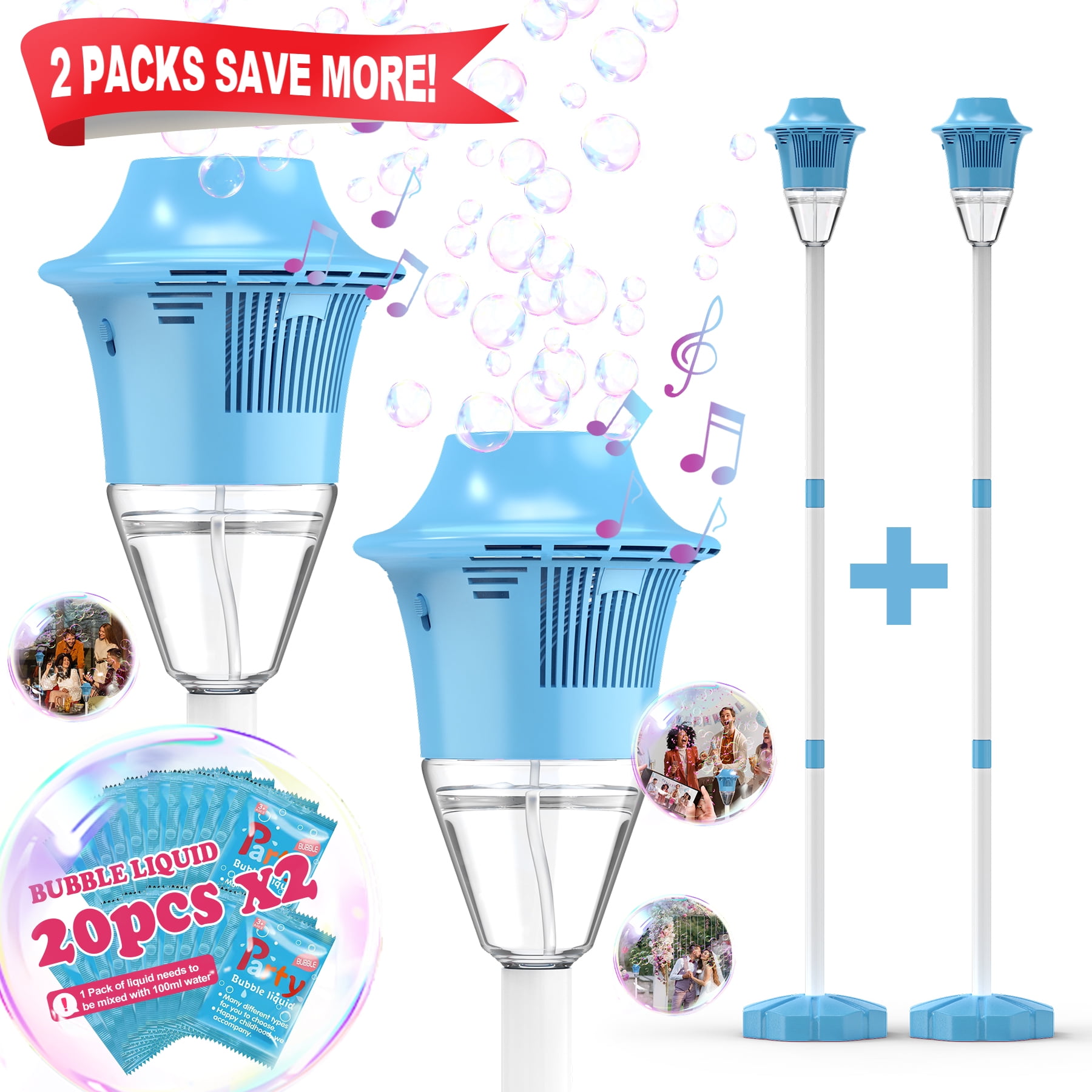 [2 PACKS SAVE MORE] Hosim Bubble Maker with Telescopic Stand, Over ...
