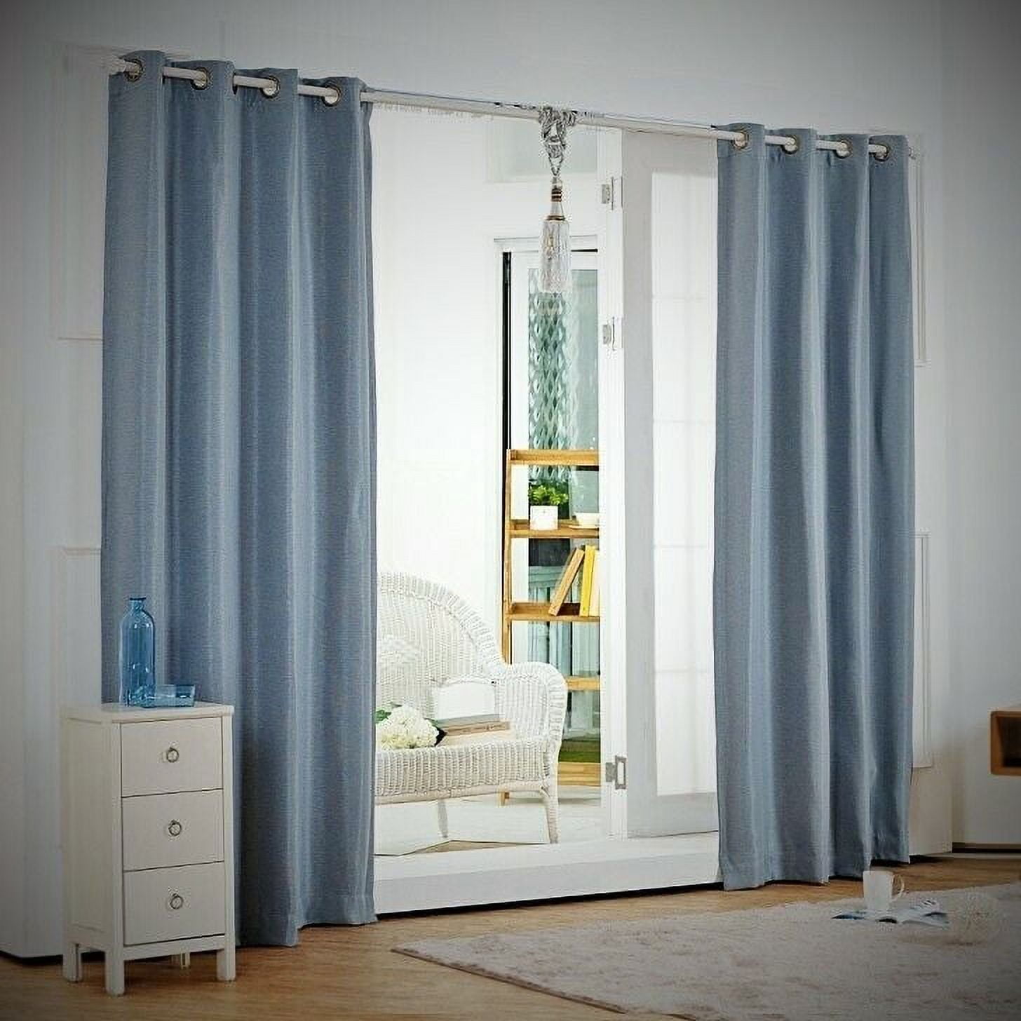 2 PANELS GROMMET FAUX SILK WINDOW CURTAINS DRAPE FOAM LINED BLACKOUT ...