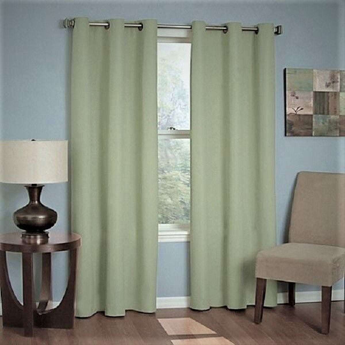 2 PANELS GROMMET FAUX SILK WINDOW CURTAINS DRAPE FOAM LINED BLACKOUT ...