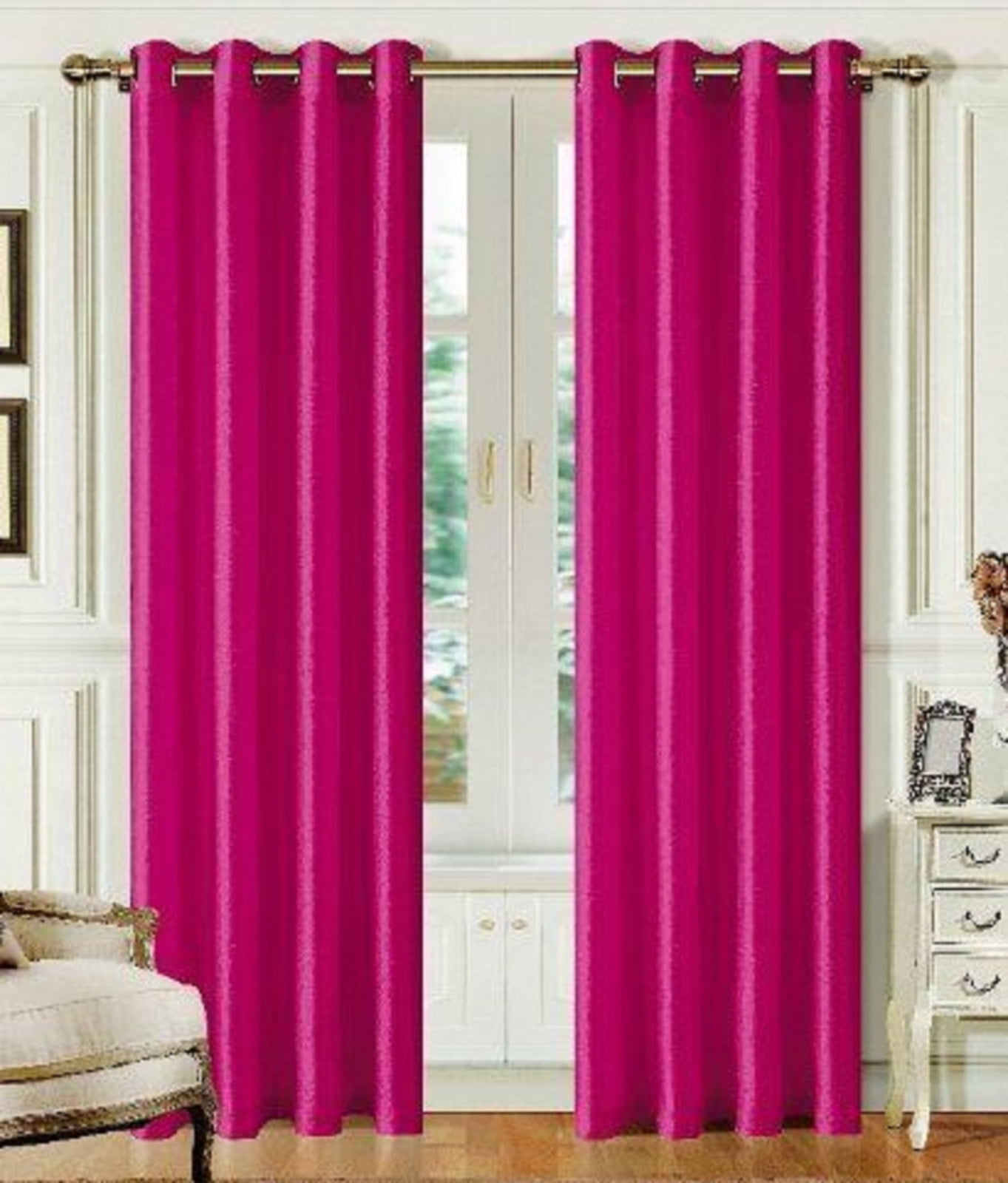 2 PANELS SILK BLACKOUT THERMAL GROMMET FOAM LINED WINDOW CURTAIN DRAPE ...