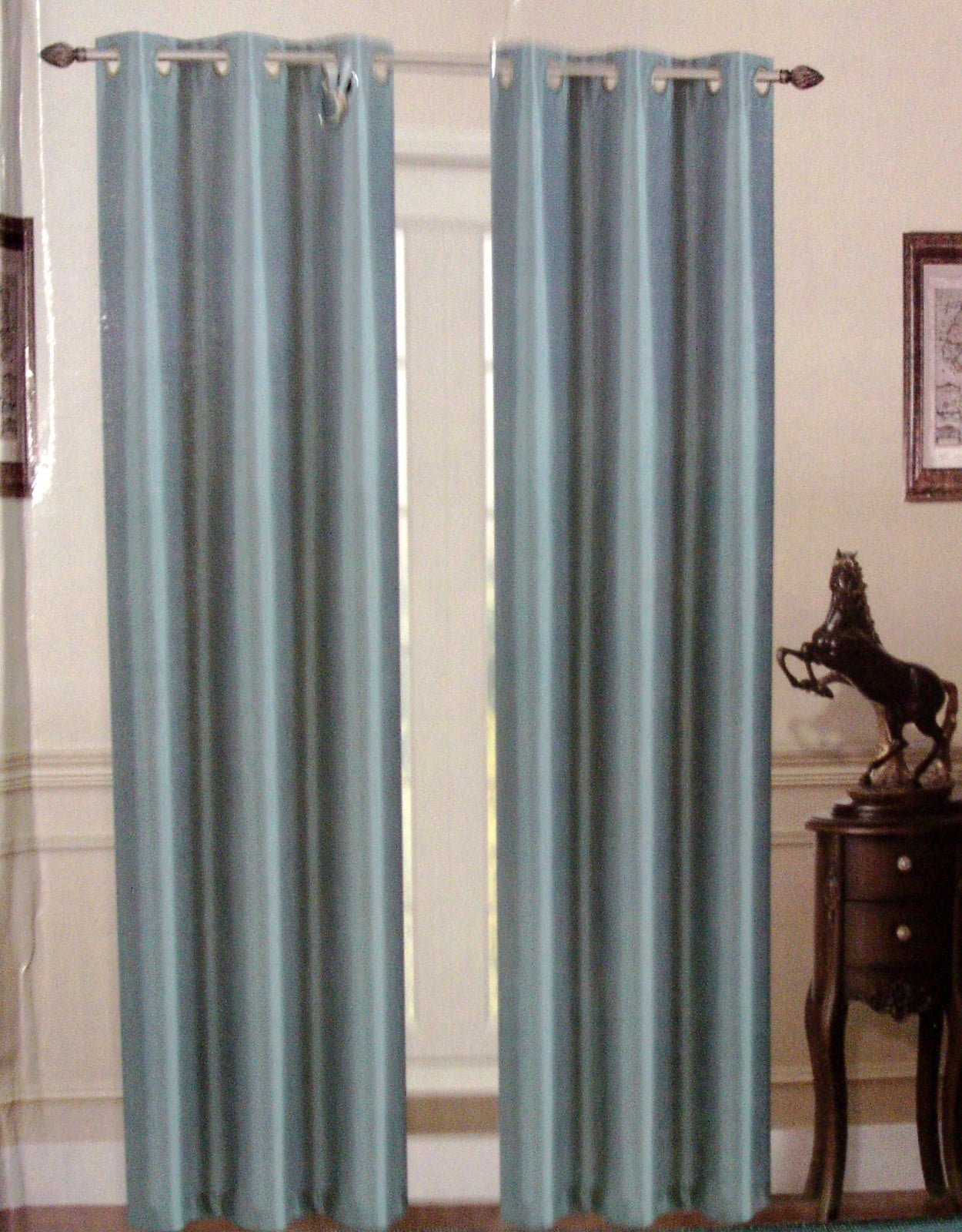 2 PANELS SILK BLACKOUT THERMAL GROMMET FOAM LINED WINDOW CURTAIN DRAPE ...