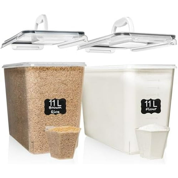 2 PC (11L | 372 oz) Flour Sugar Storage Containers with Easy Carry ...