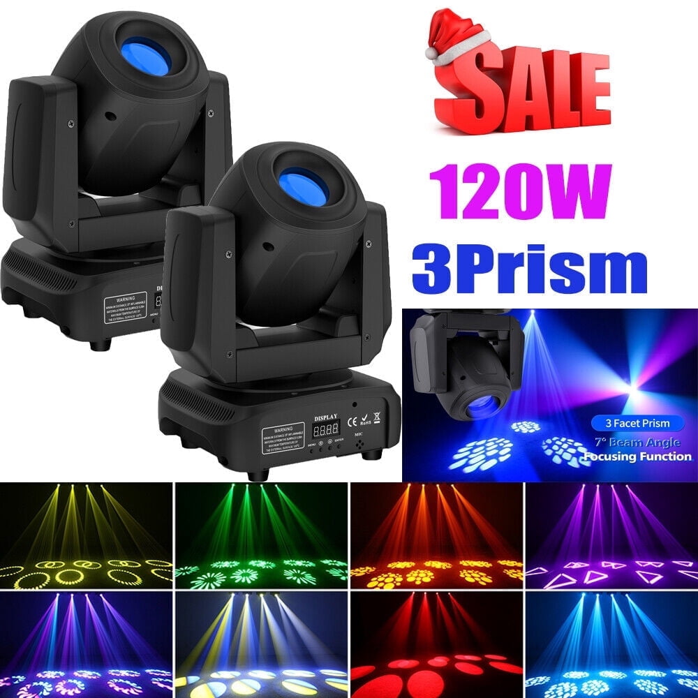 2 PC 120W 3 Prism RGBW Gobo Moving Head Stage Light DMX LED Beam Disco ...