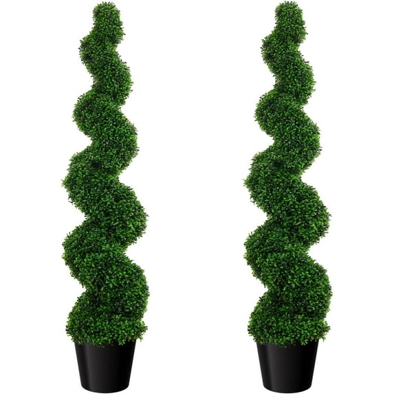 2 PC 4FT Artificial Boxwood Spiral Topiary Trees, Artificial Christmas ...