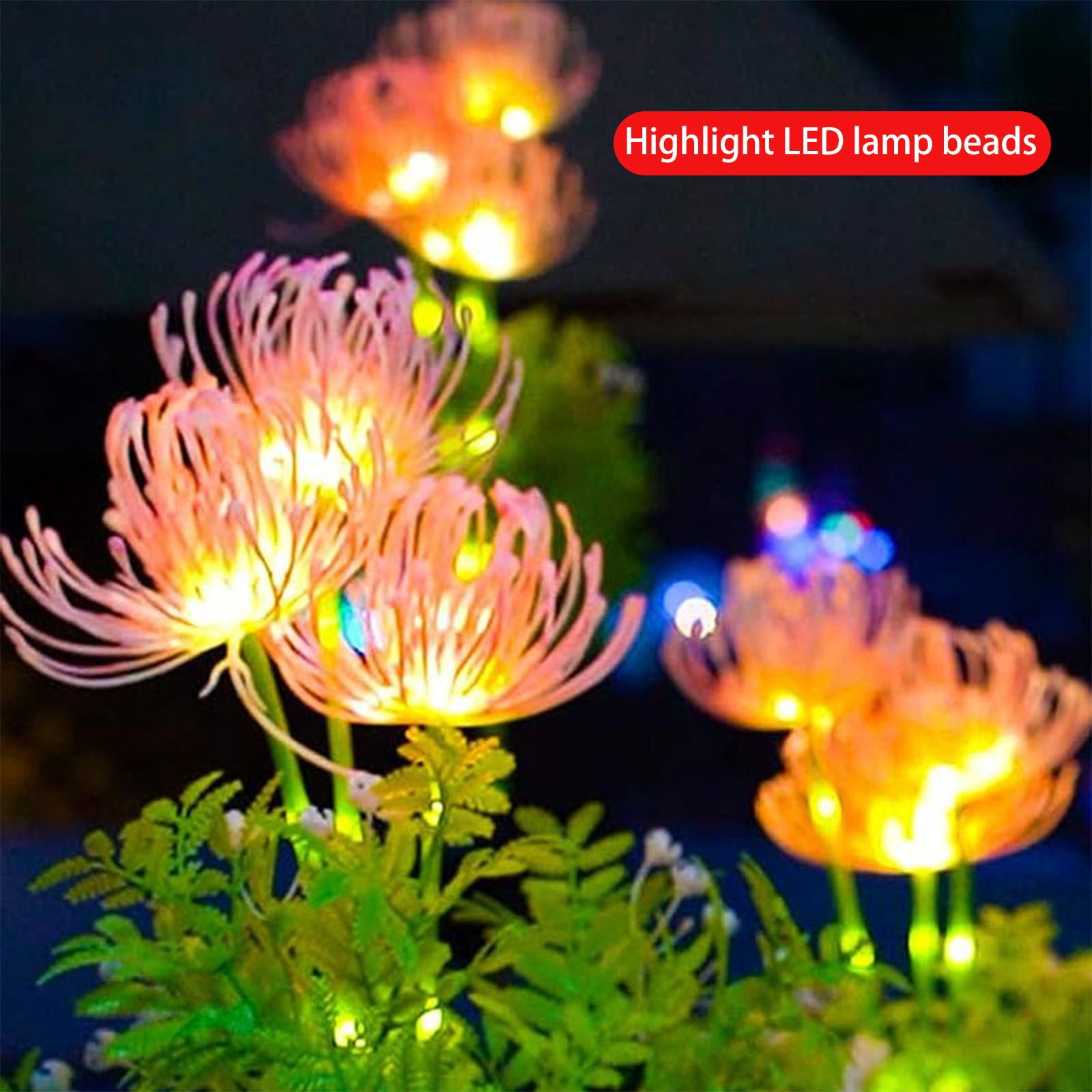 2 PC 5 LED Solar Lights Lycoris Radiata Lights Outdoor Waterproof ...