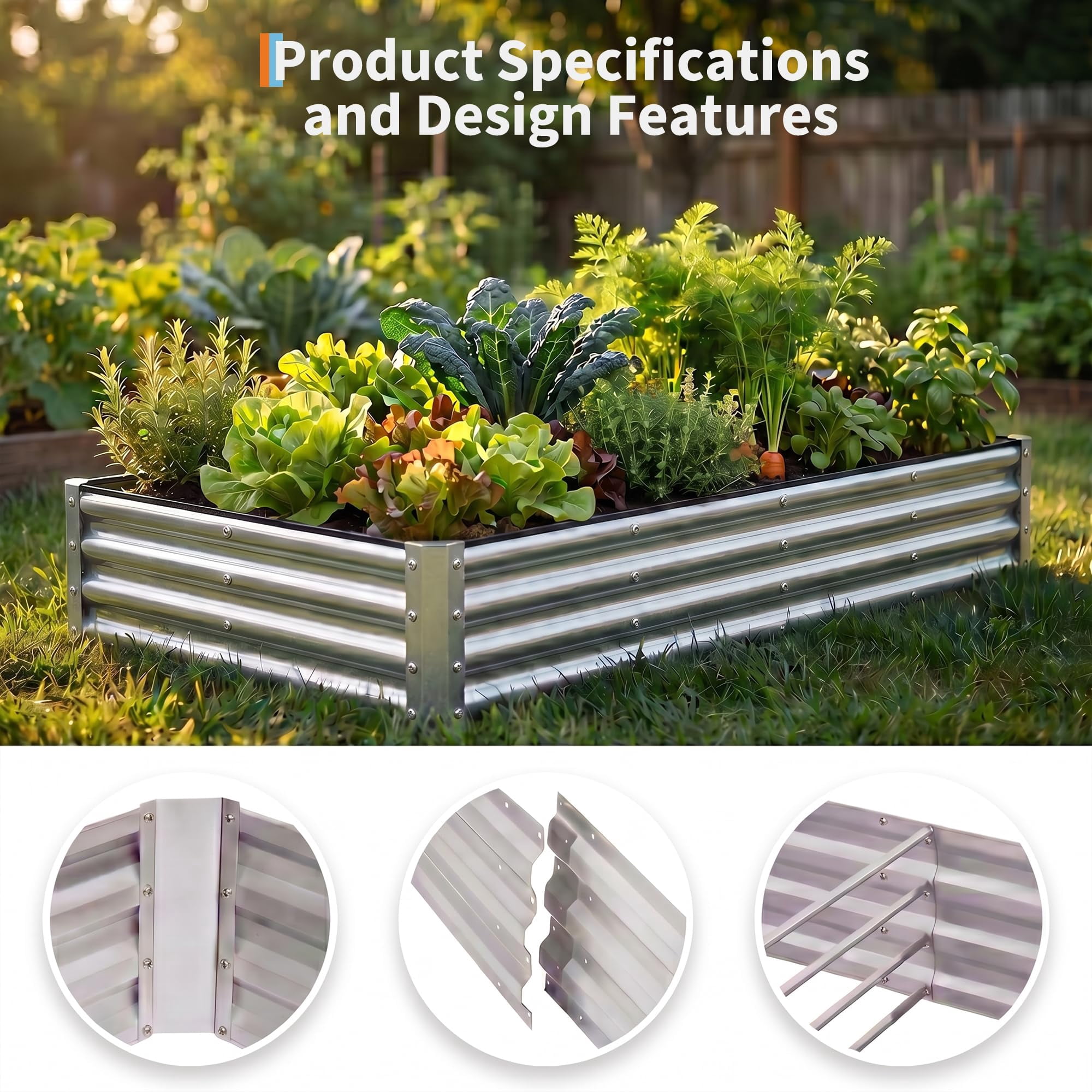 2 PC 6x3FT Galvanized Metal Raised Garden Beds - Outdoor Above Ground ...