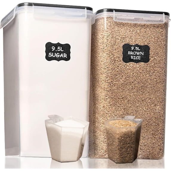 2 PC (9.5L | 321 Oz) Extra Large Bulk Food Storage Containers with ...