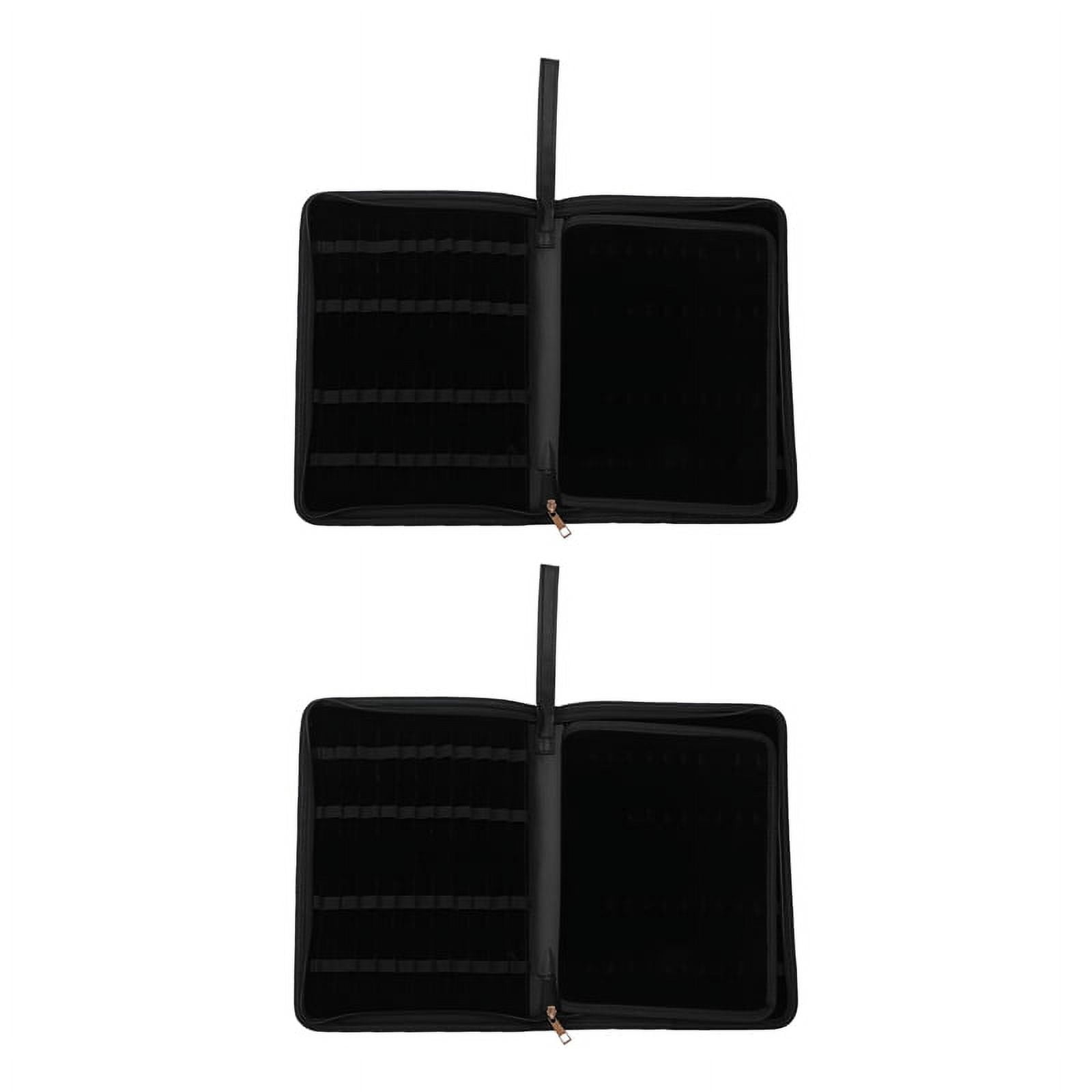 2 PC Black Fountain Pen Color PU Leather Storage Case Holder for 48 ...