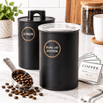 2 PC Black Stainless Steel Airtight Food Storage Canisters for Coffee ...