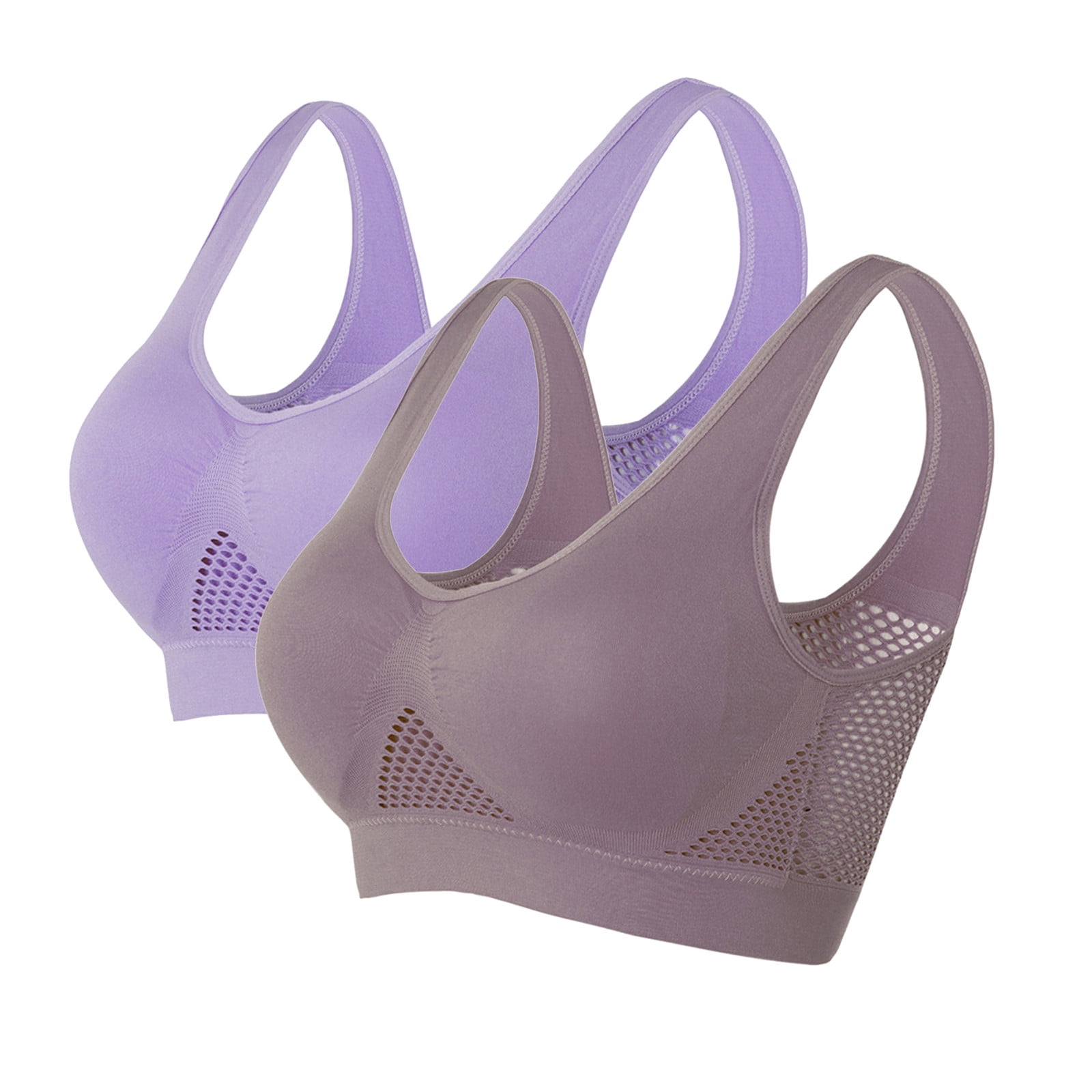 2 PC Breathable Cool Liftup Air Bra, Large Size Yoga Bras Mesh Wirefree ...