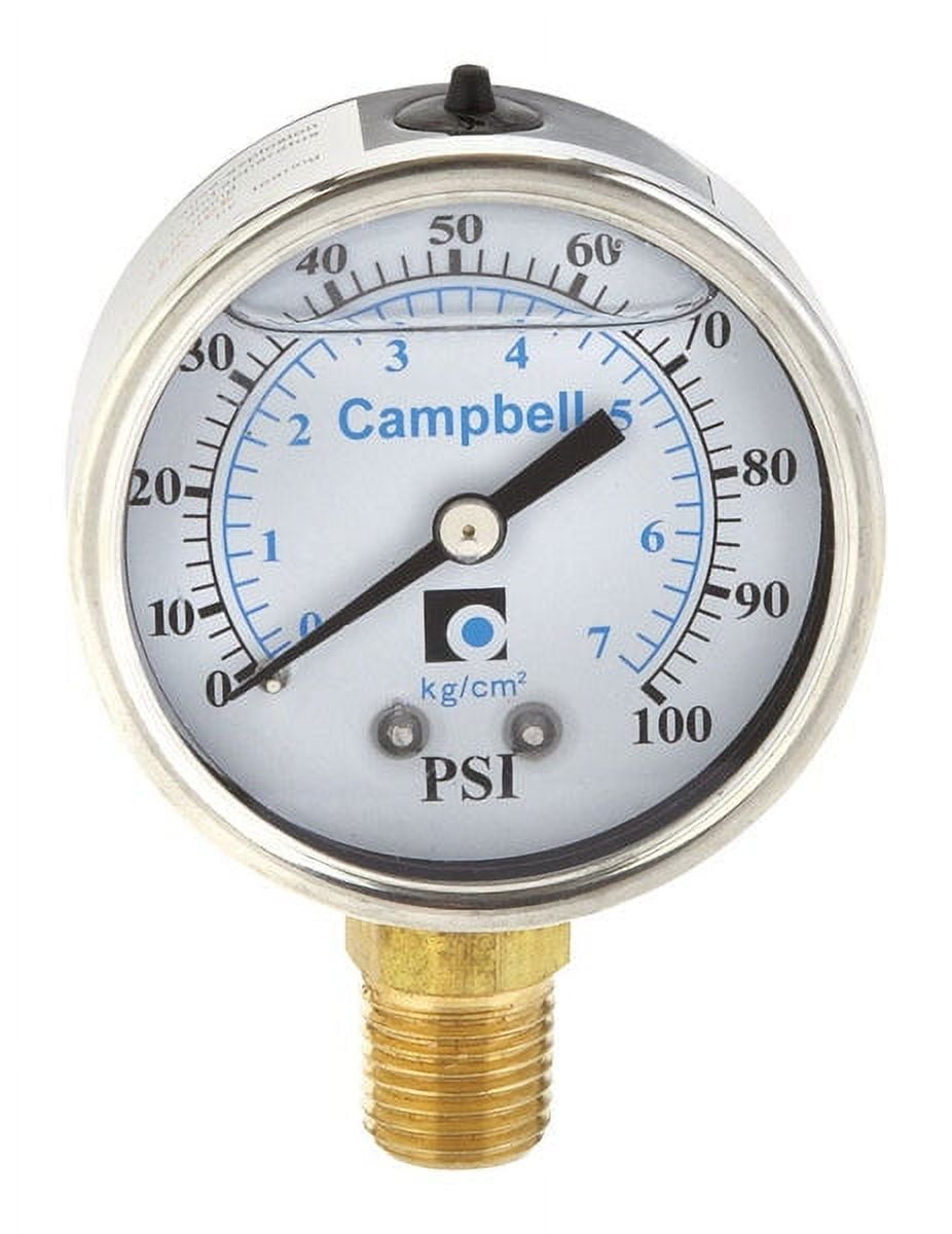2 PC Campbell Various 1/4 in. Liquid Filled Pressure Guage - Walmart.com