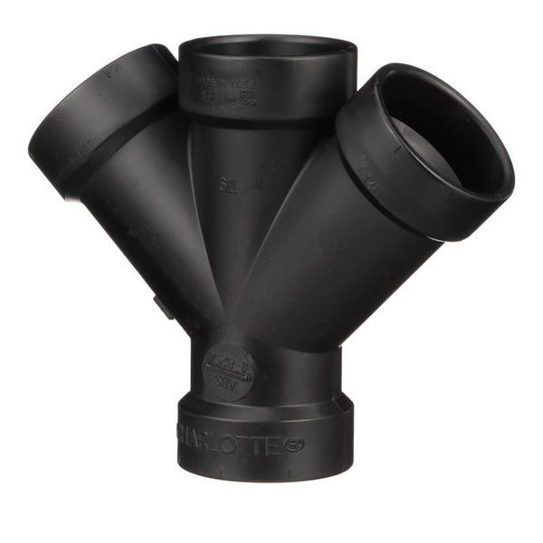 2 PC Charlotte Pipe 1-1/2 in. Hub X 1-1/2 in. D Hub ABS Double Wye - Walmart.com
