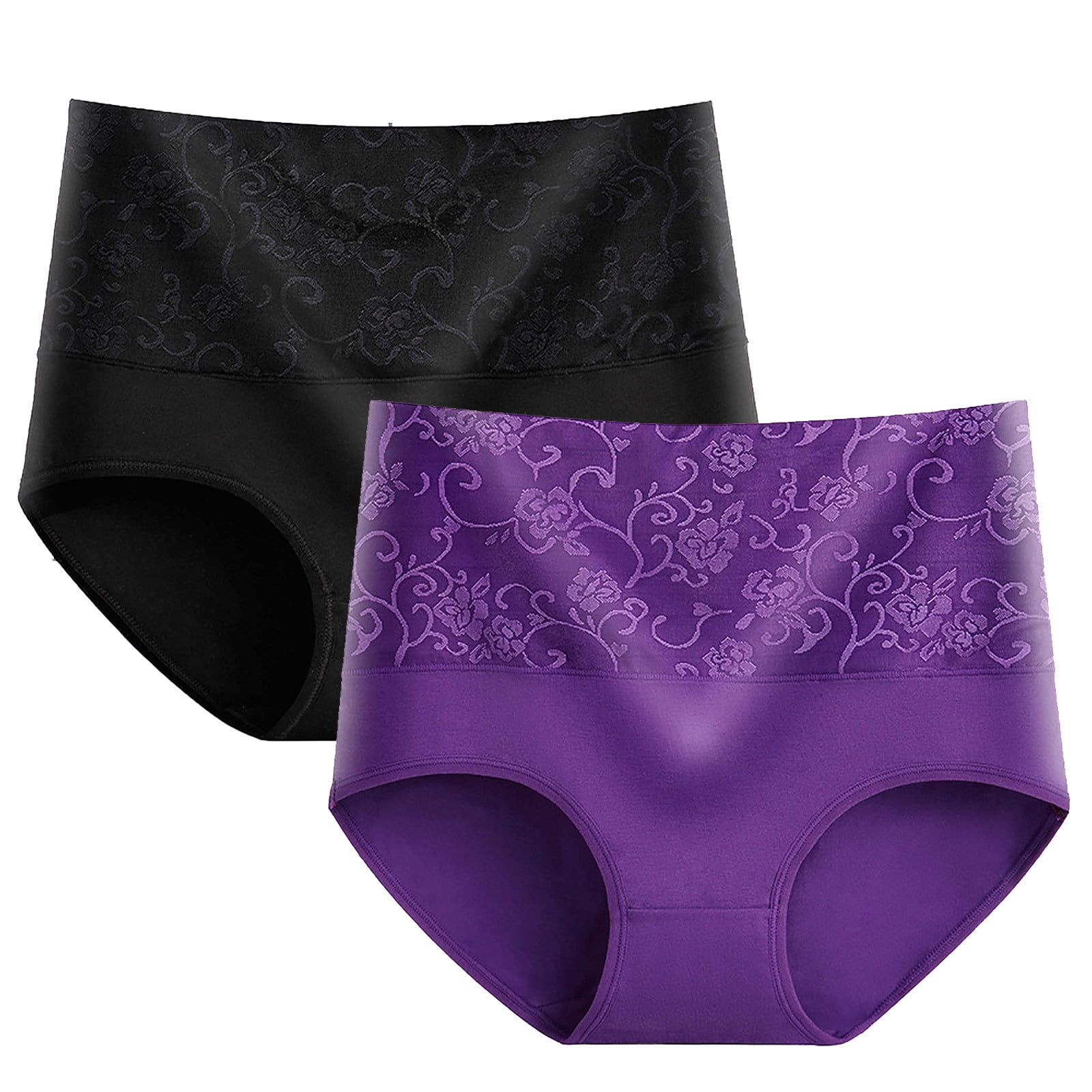 2 PC Cotton Panties for Women High Waist Tummy Control Underwear ...