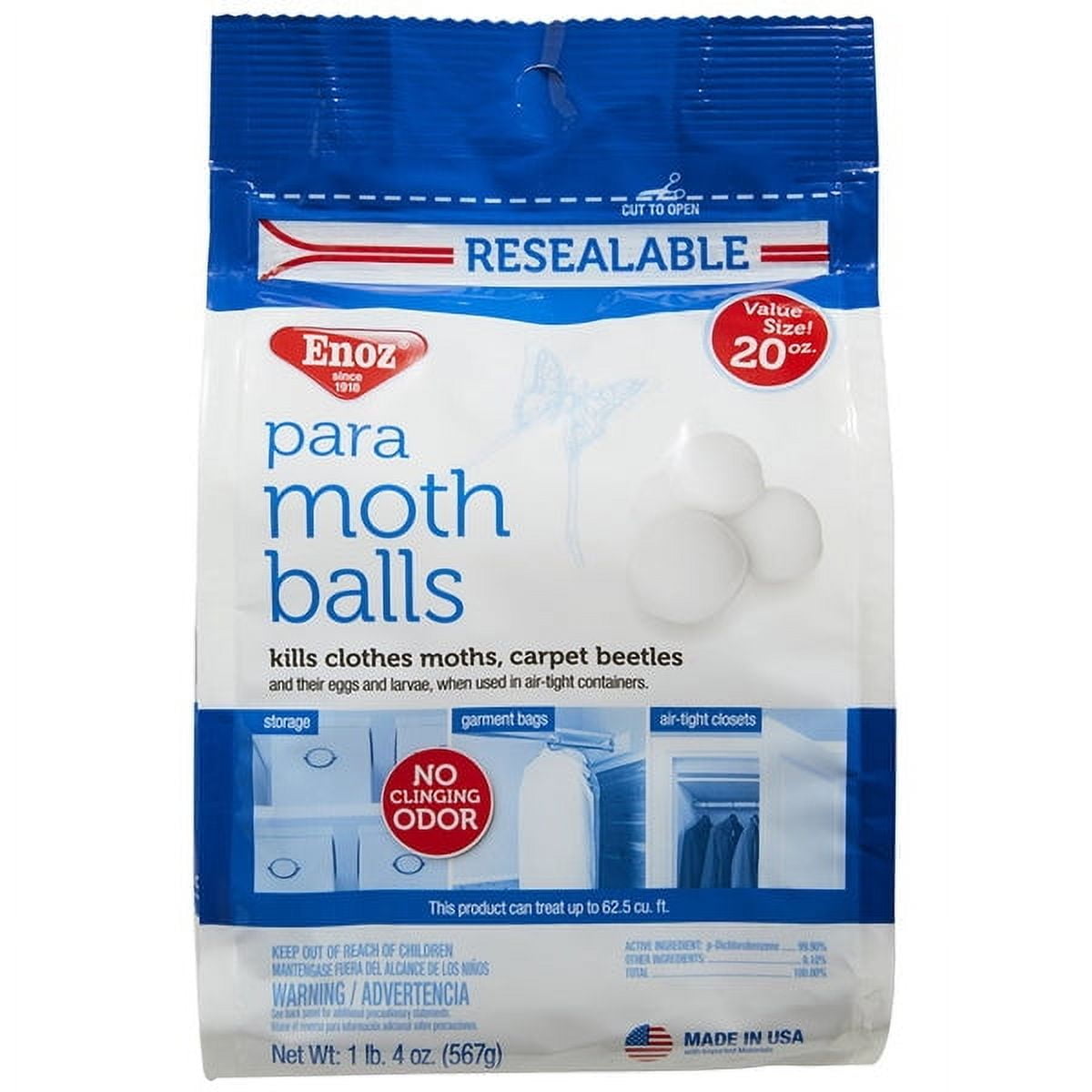 2 PC Enoz Para Moth Balls Solid For Moths 20 oz - Walmart.com
