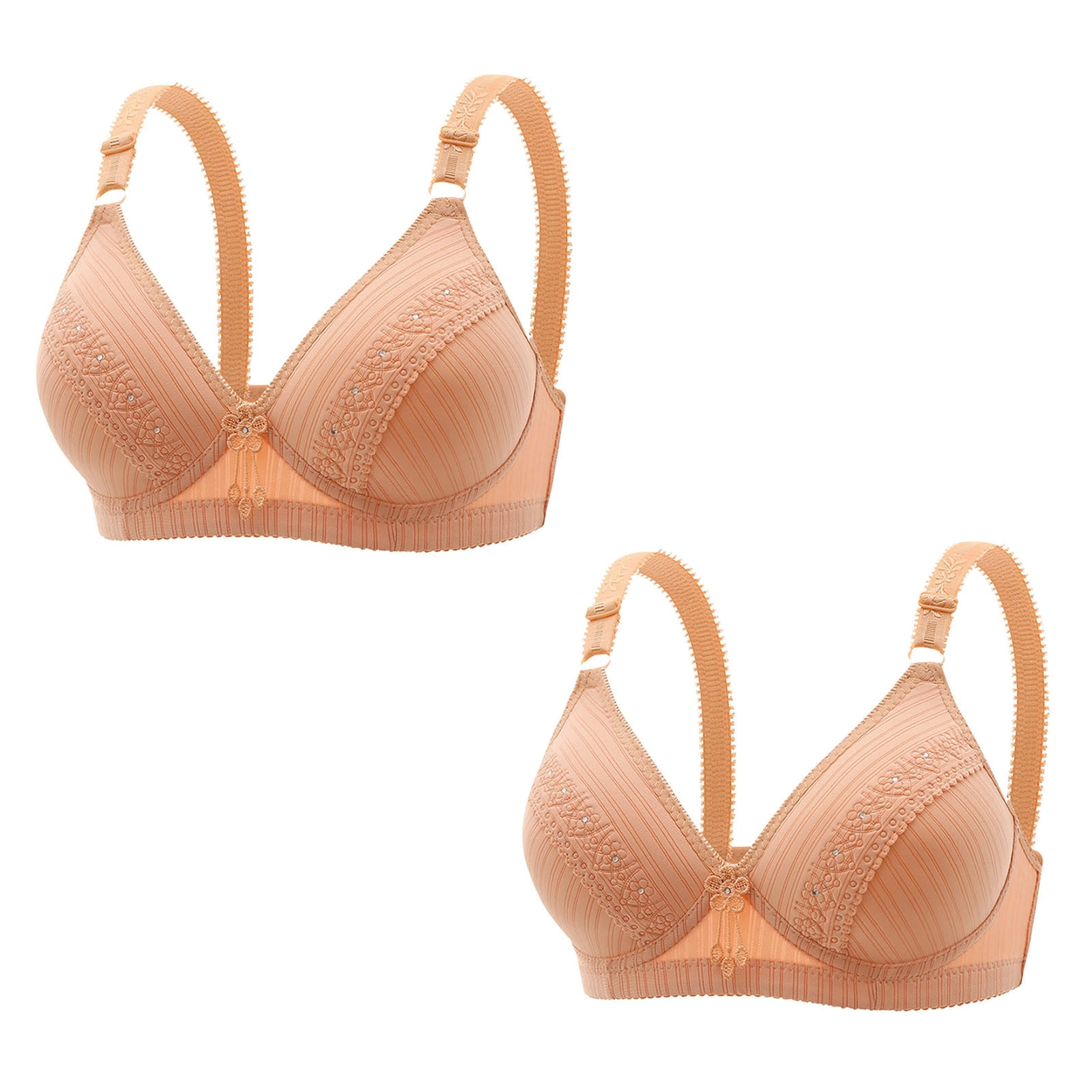 2 PC Everyday Bras for Women V Neck Soft Light Basic Bra Seamless Wire ...
