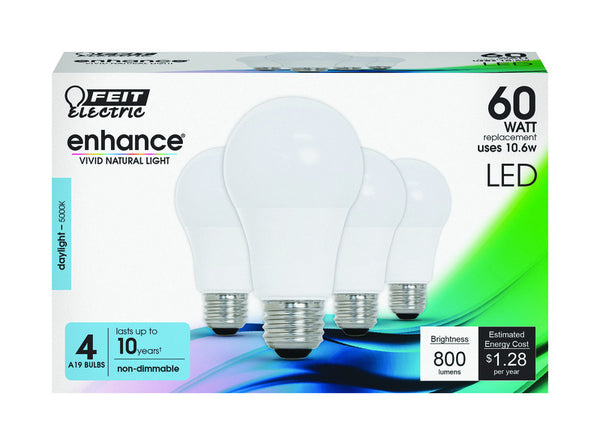 2 PC Feit Enhance A19 E26 (Medium) LED Bulb Daylight 60 Watt ...