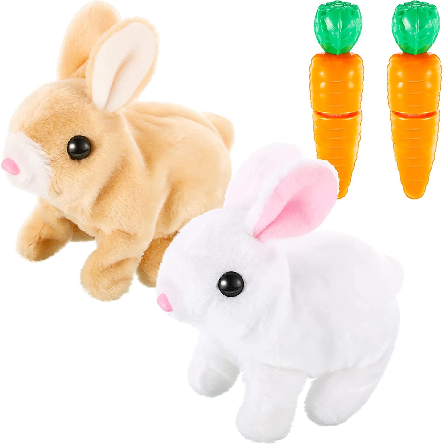 2 PC Interactive Rabbit Toys Plush Stuffed Walking Easter Bunny Toys ...