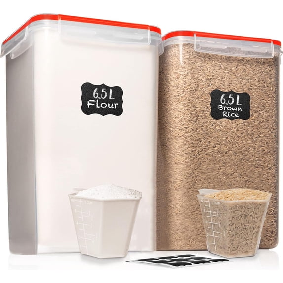 2 PC Large Food Storage Containers with Airtight Lids, 7 Qt / 6.5L ...