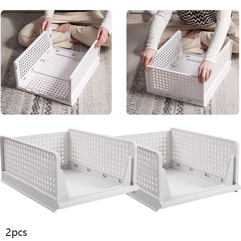2*PC Plastic Stackable Storage Basket Closet Storage Drawers Stackable ...