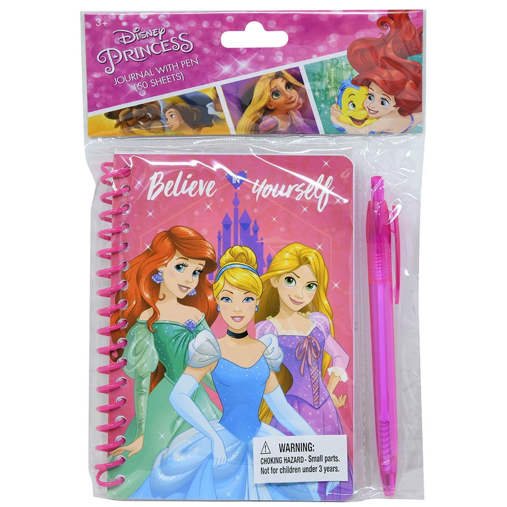 2 PC Princess Spiral Notebook with Pen in Poly Bag with Header 50 ...