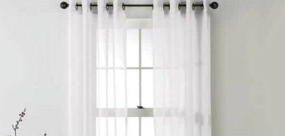 2-PC Set Ruby White Solid Sheer Panels Faux Silk with Grommets Window ...