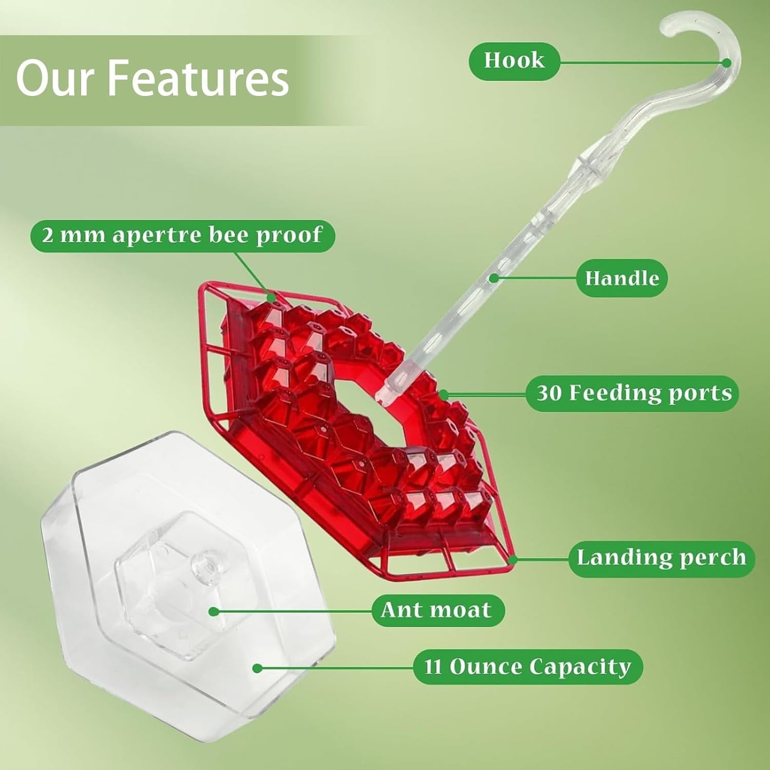 Shirem Hummingbird Feeder, Hanging Ant and Bee Proof with Perch and ...