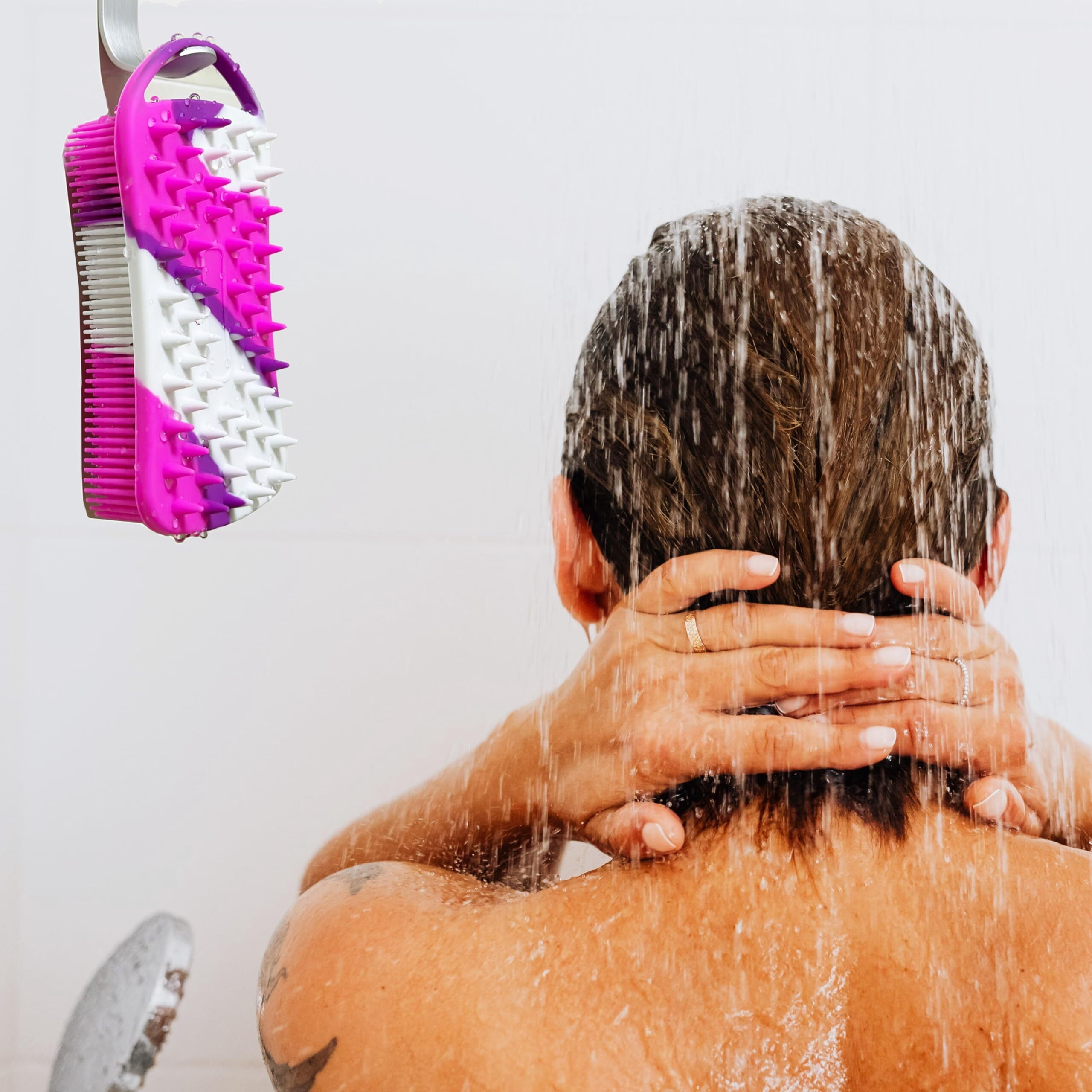 2 PC Silicone Exfoliating Body Scrubber, 2 in 1 Silicone Body Shampoo ...