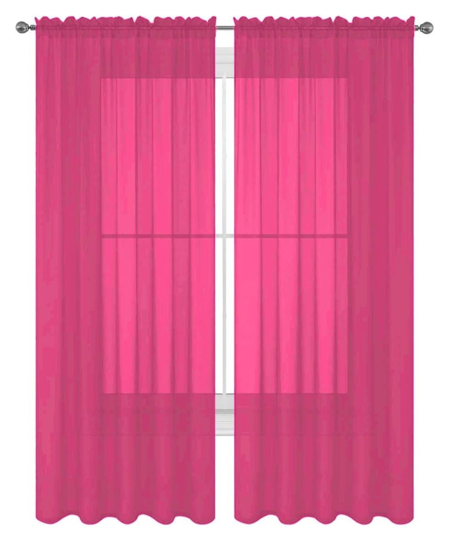 2 PC Solid Rod Pocket Sheer Window Curtain Treatment Drape Voile Panels ...