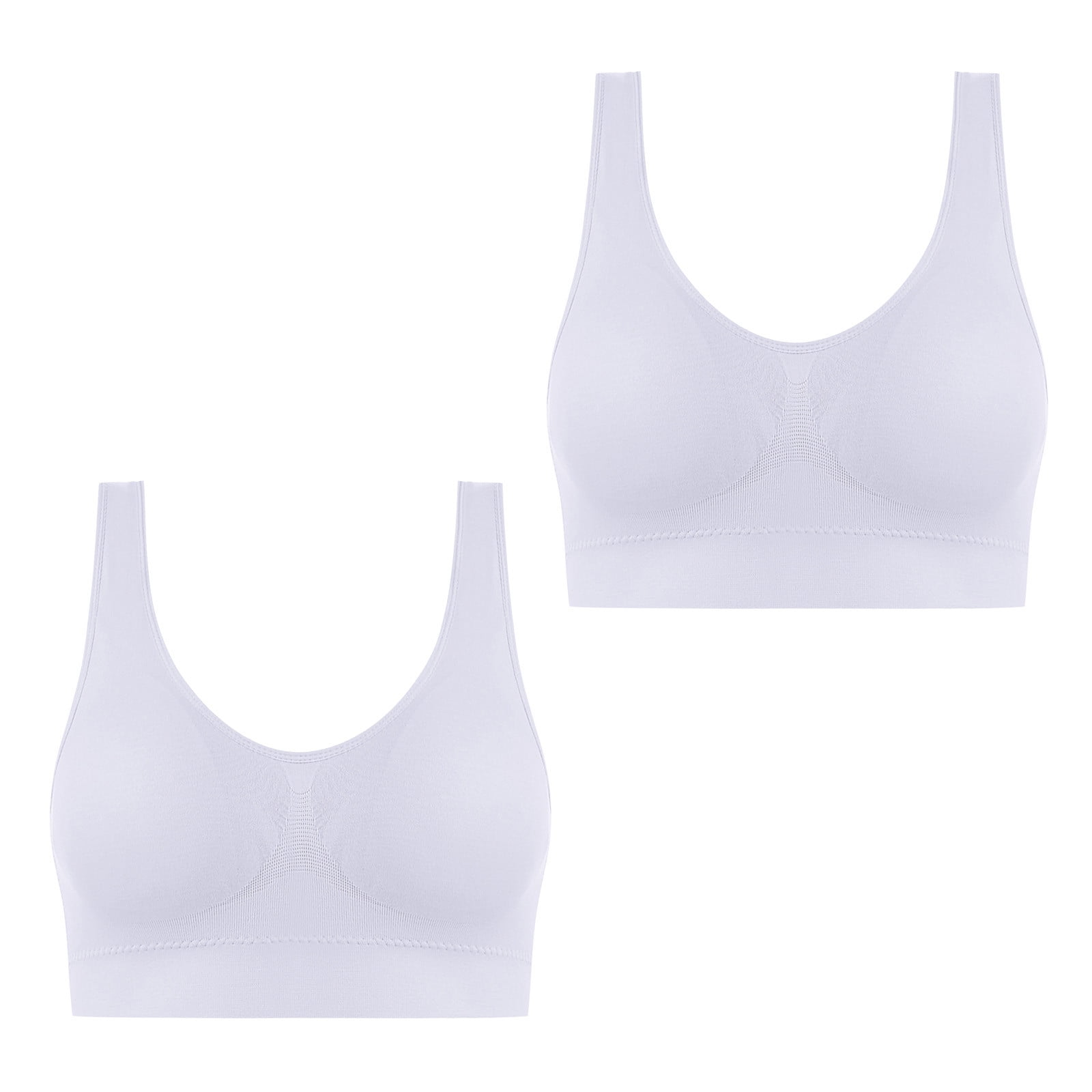 2 PC Sports Bra for Women Cropped Workout Tops Wireless Activewear Yoga ...