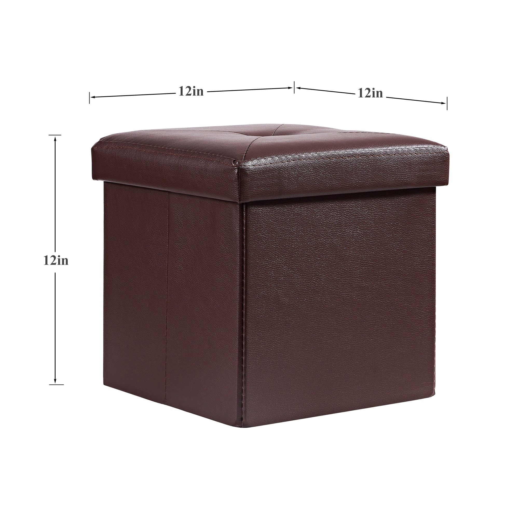 2 PC Storage Folding Ottoman, Storage Footrest Stool, Faux Leather ...