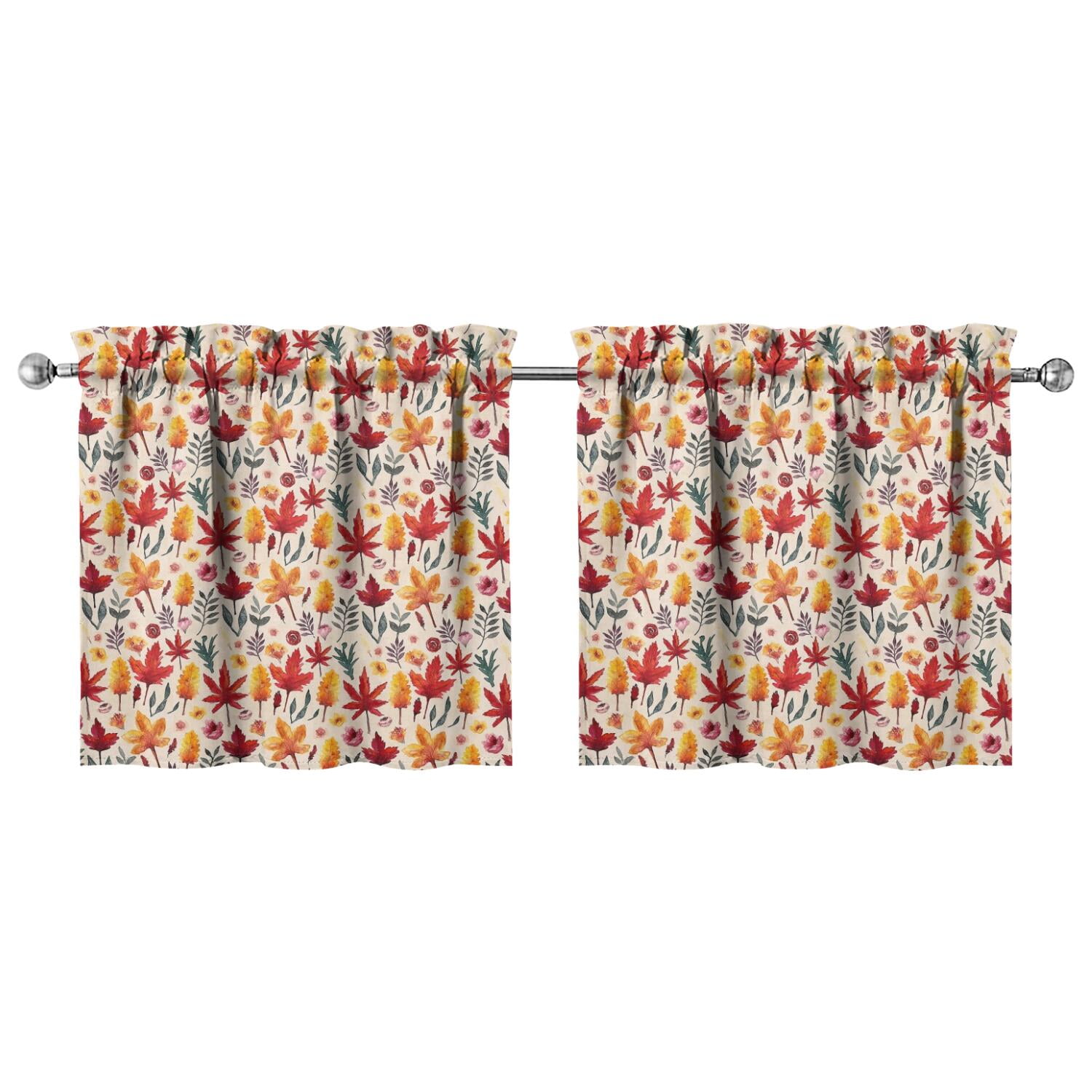 2 PC Window Panels Thanksgiving Theme Turkey Design Farmhouse Style ...