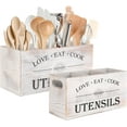 2 PC Wooden Utensil Holder,（With 4-Compartments size*1 + 3-Compartments ...