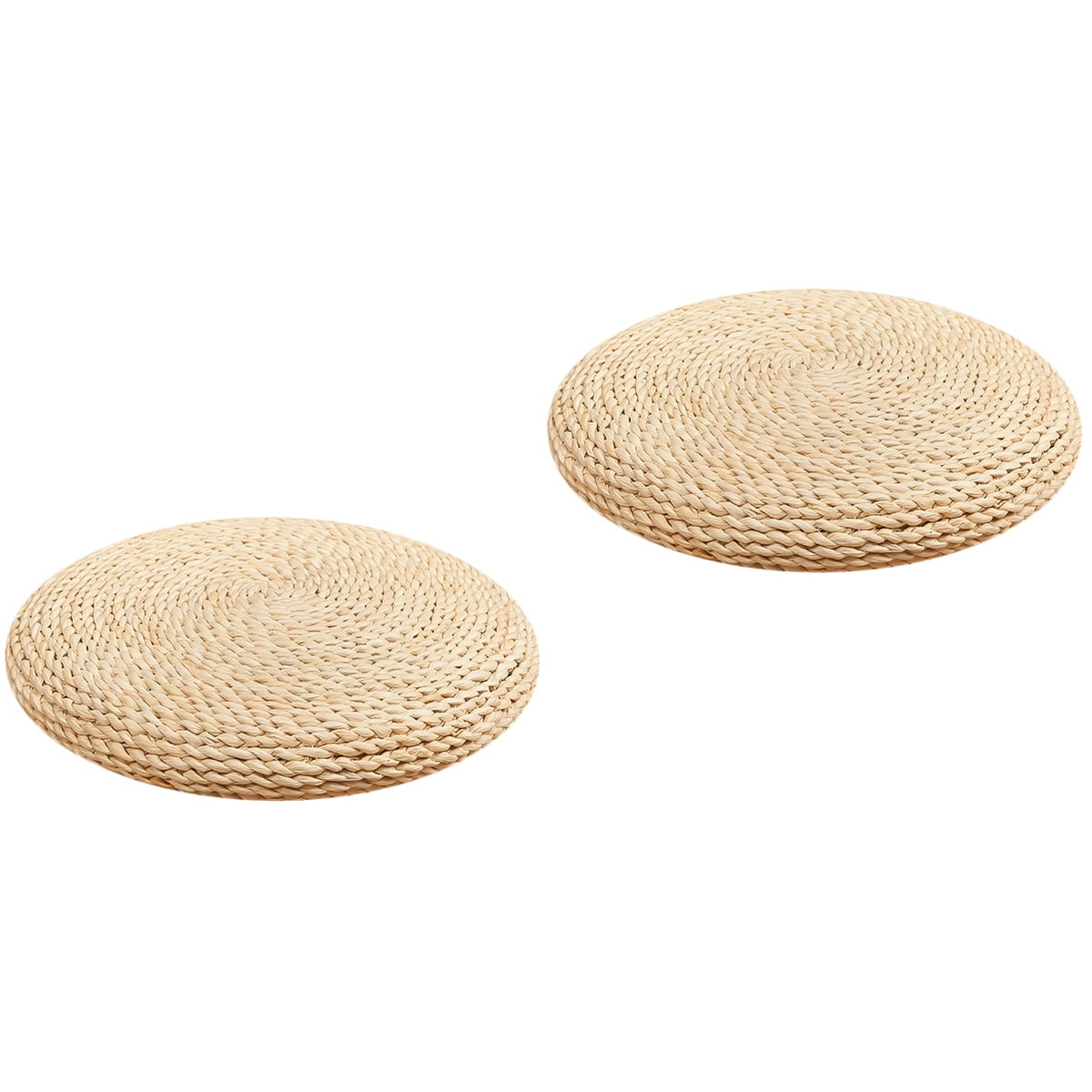 2 PC Yoga Bolsters Round Straw Weave Cushion Worship Room Pouf Floor ...