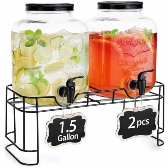 2 PCS 1.5 Gallon Drink dispenser For Parties, Beverage Dispenser With ...
