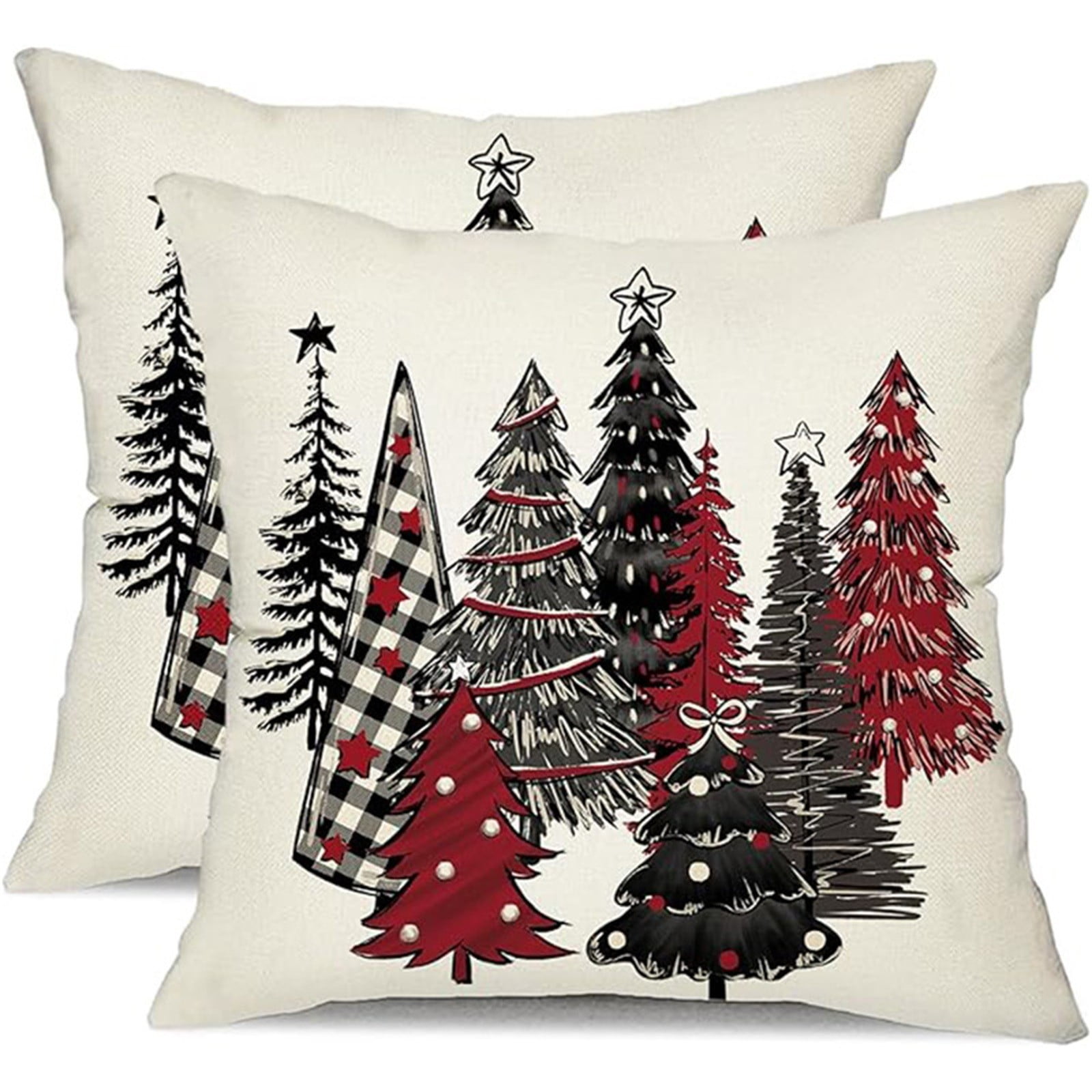 2 PCS of 1 Set Christmas Tree Pillow Covers,Xmas Decorative Throw ...