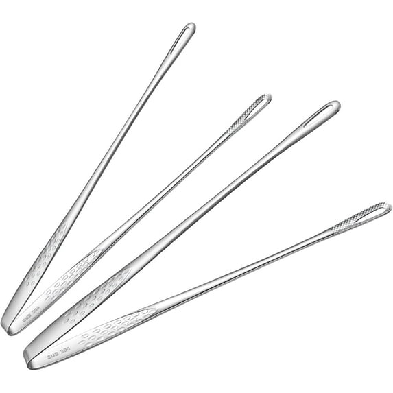 2 PCS 11" & 9.5" BBQ Tongs, Stainless Steel Korean Barbecue Grill Tongs ...