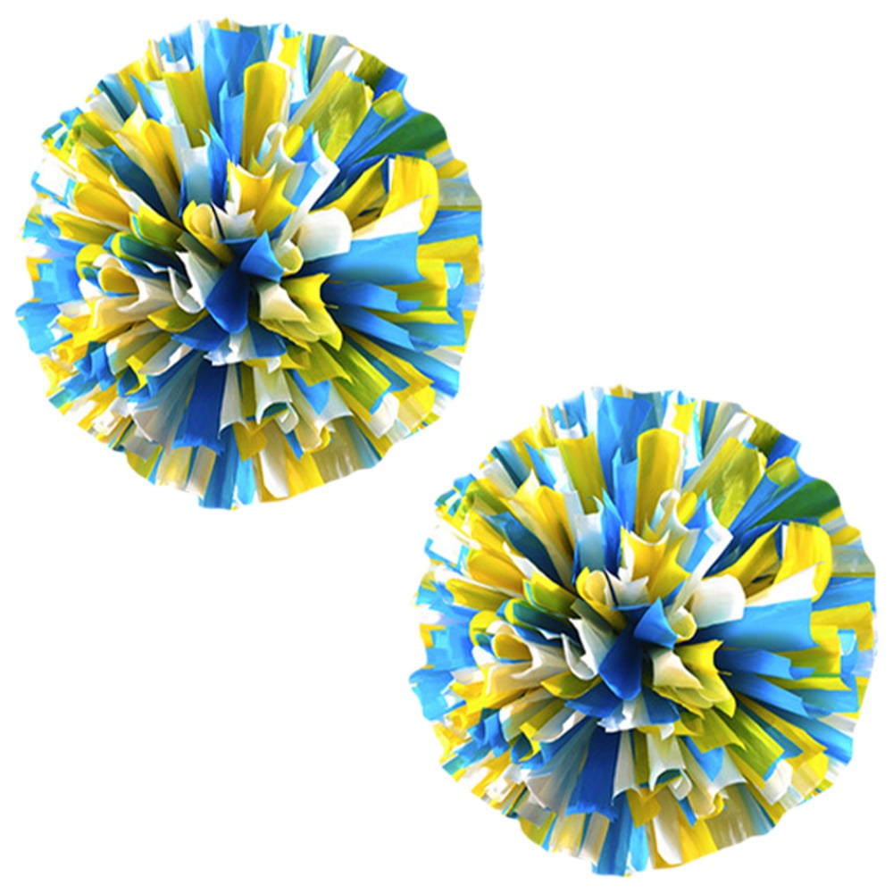 2 PCS 11"Cheerleading Pom Poms for Adult Kids, Metallic Foil & Plastic ...