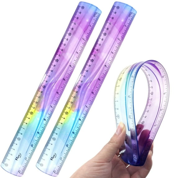 2 PCS 12 Inch Bendable Plastic Ruler, Soft Flexible Ruler with Gradient ...