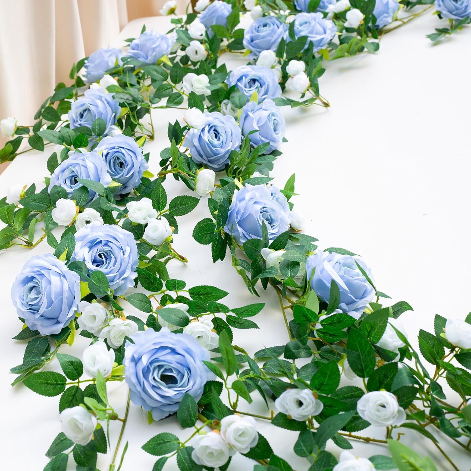 2 PCS 12FT Bendable Flower Garland, Artificial Rose Vine Hanging Floral ...