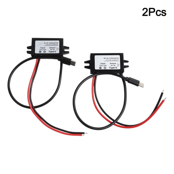 2 Pcs 12V/24V To 5V Usb C 3A 15W Dc-Dc Converter Step-Down Module Power ...