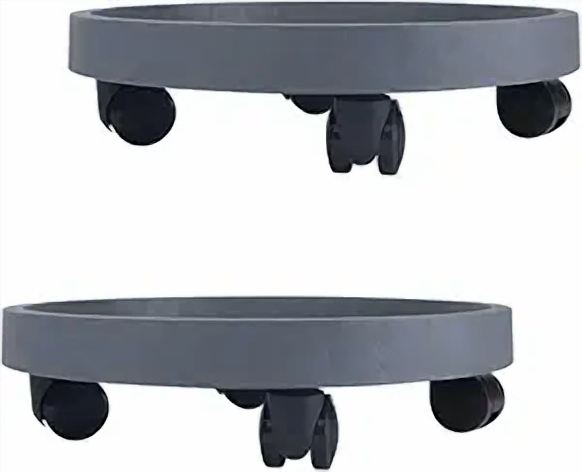 2 PCS 14 Inch Gray Rolling Plant Stand Pot Trolley with Wheels ...