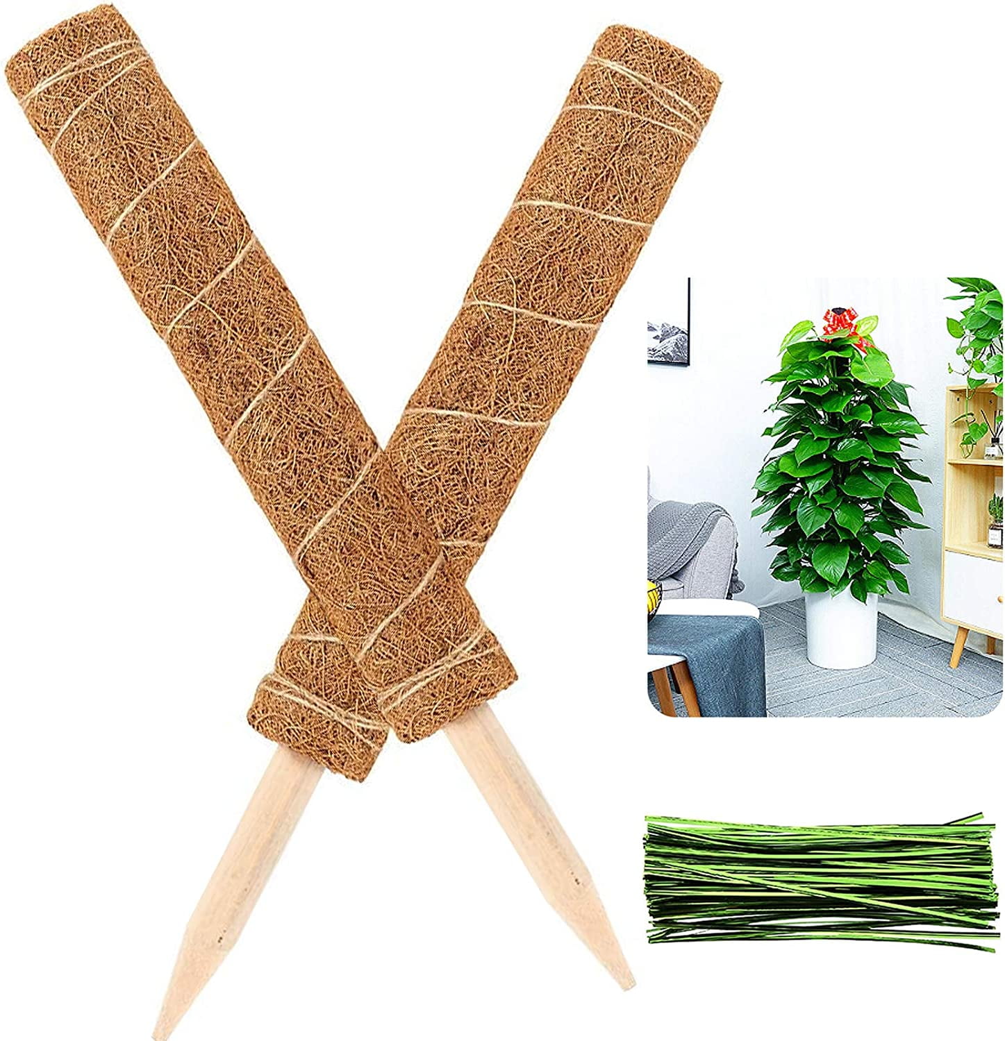 2 PCS 15.75 Inches Tall Moss Poles, Bendable Plant Poles for Climbing ...