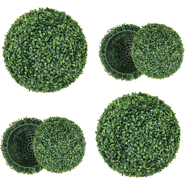 2 PCS 16 Inch Artificial Plant Topiary Ball, Round Faux Boxwood Balls ...