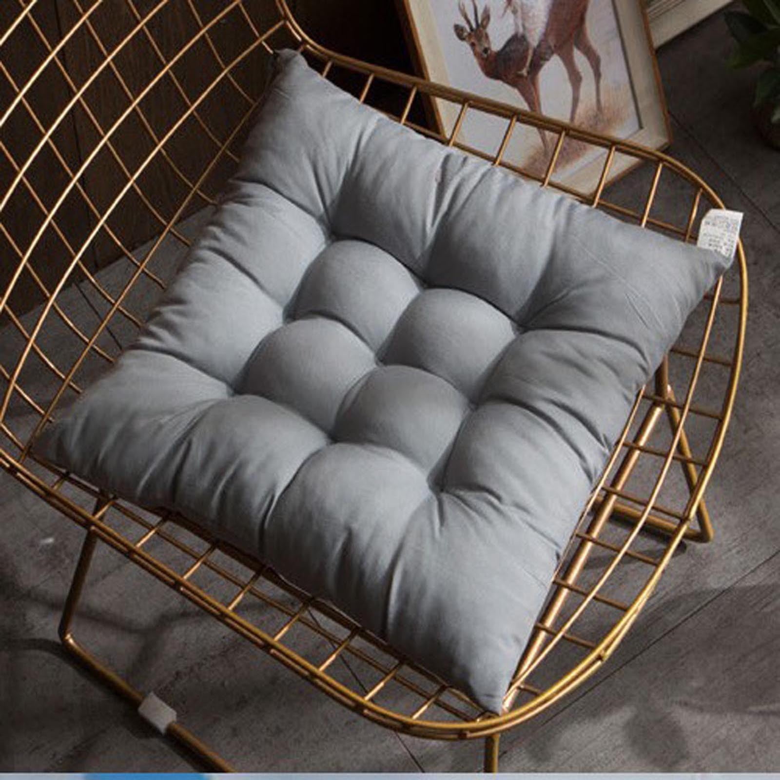 2 PCS 16 inch Square Chair Pad with Ties Soft Thick Solid Seat Mat ...