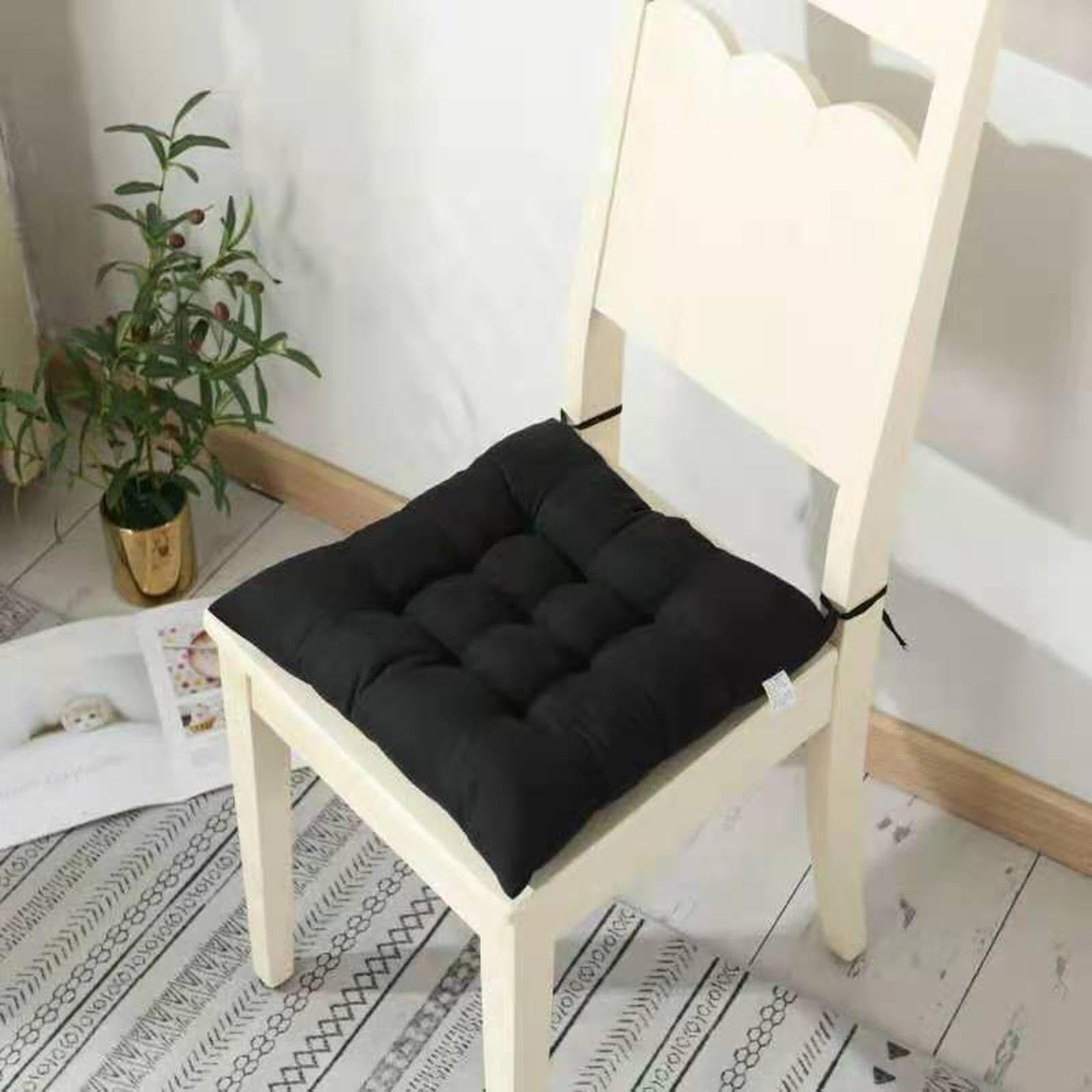 2 PCS 16 inch Square Chair Pad with Ties Soft Thick Solid Seat Mat ...