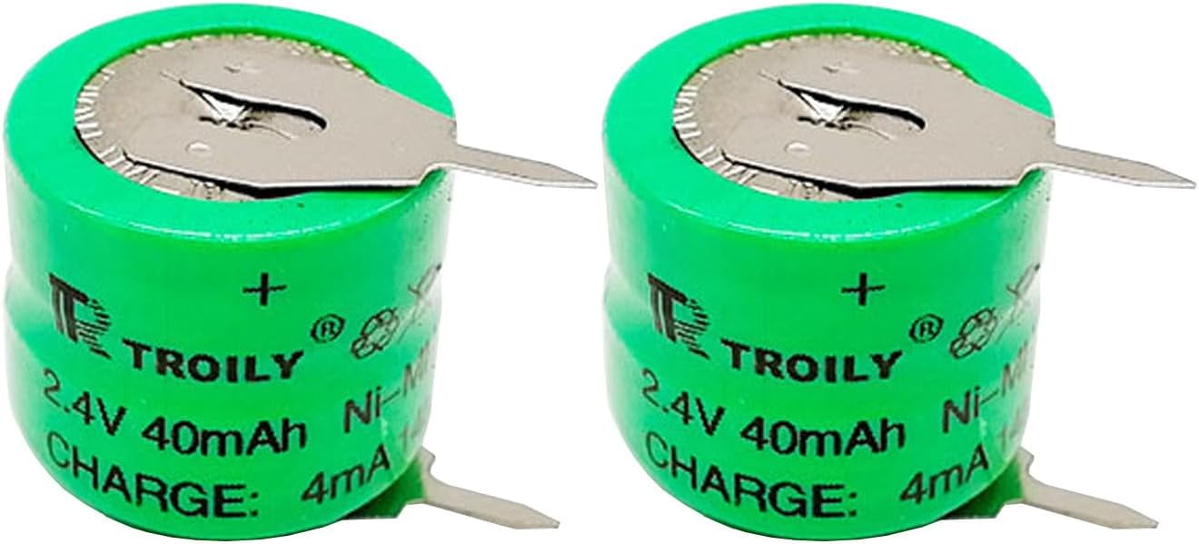 2 PCS 2.4V 40mAH Ni-MH Battery Rechargeable with 2 Pins/Tabs for Meter ...