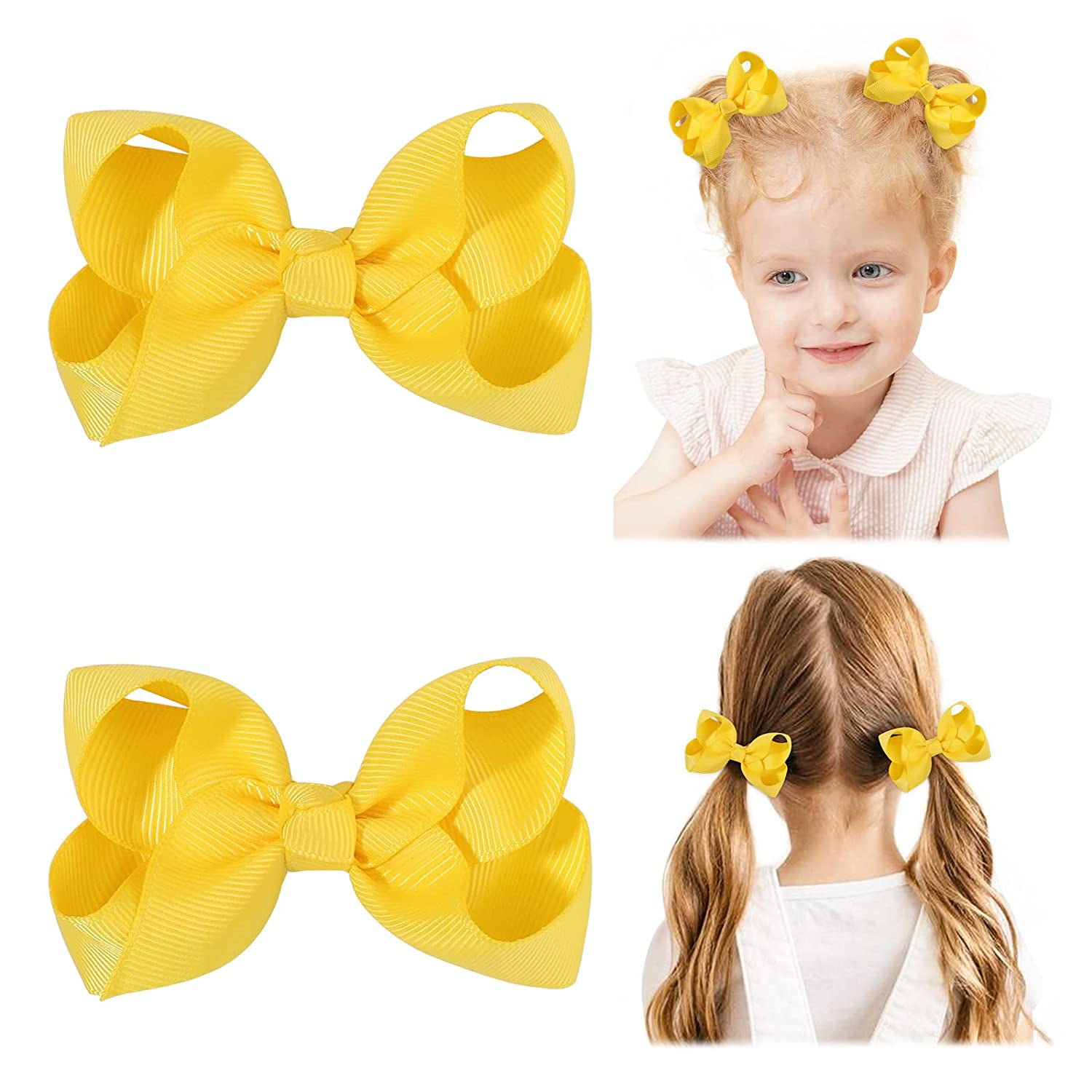 2 PCS 3" Hair Bows for Girls - Walmart.com