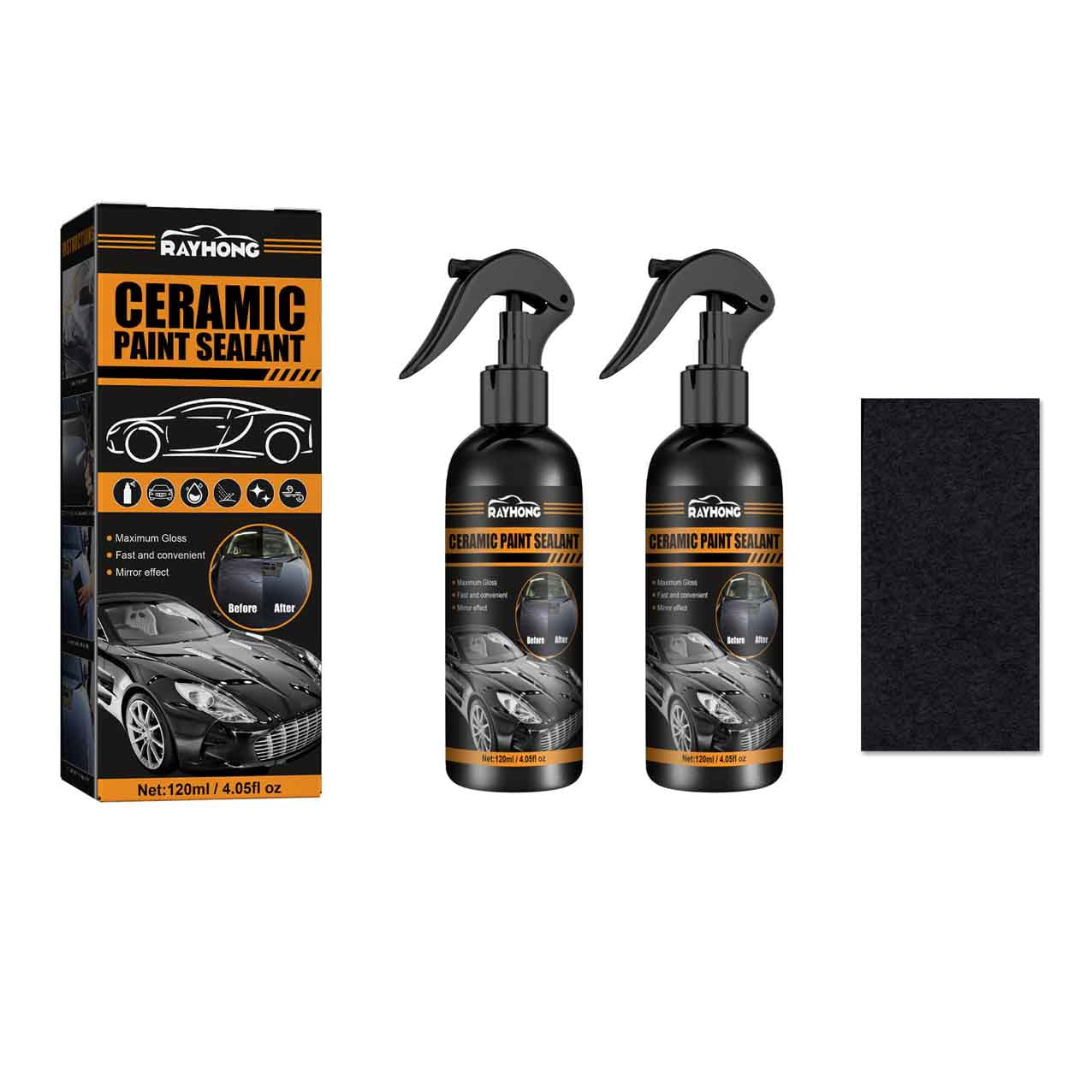 2 PCS 3 In 1 High Protection Quick Car Ceramic Coating Spray, Plastic ...