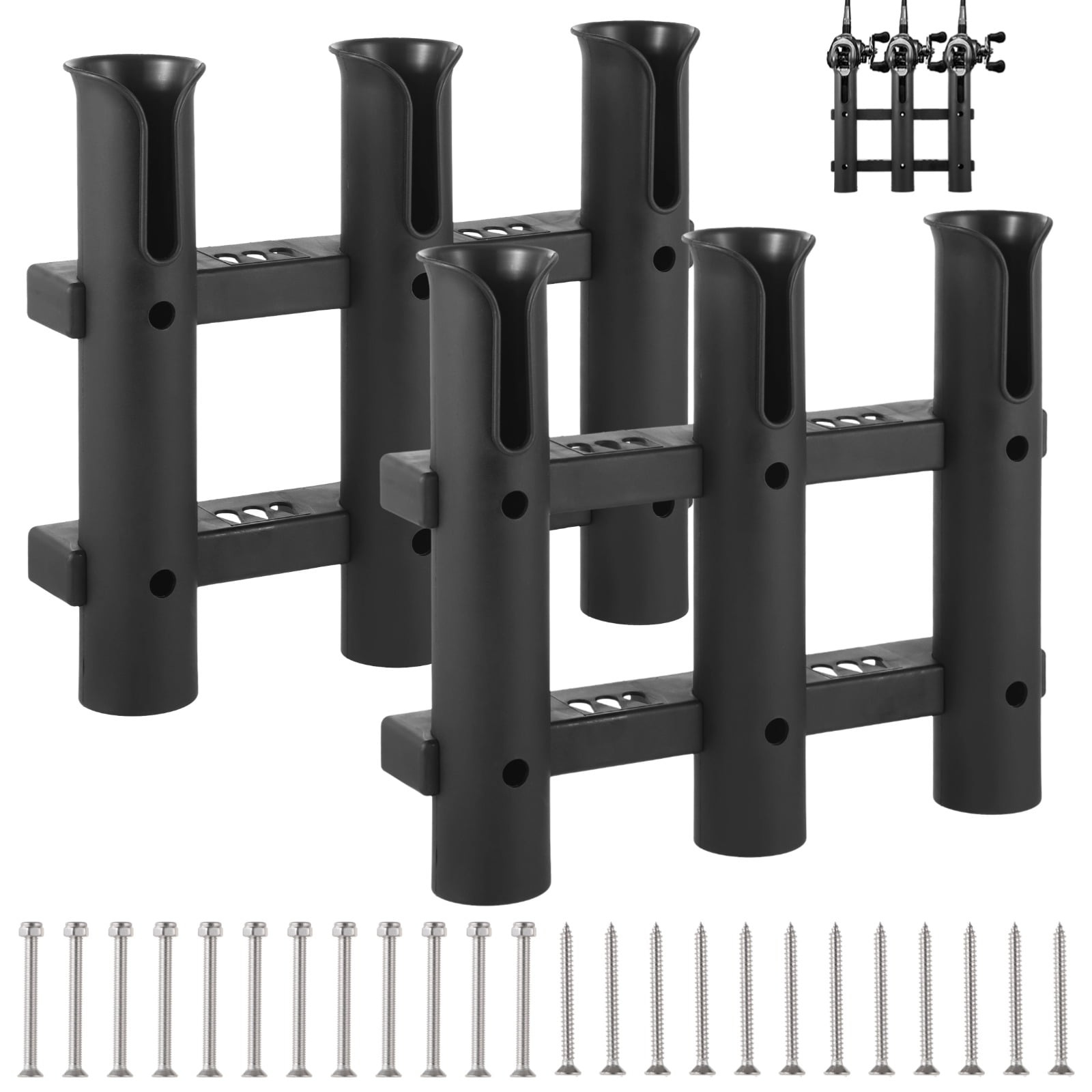 2 PCS 3-Tube Fishing Rod Holder, Fishing Boat Rod Holders with Screws ...