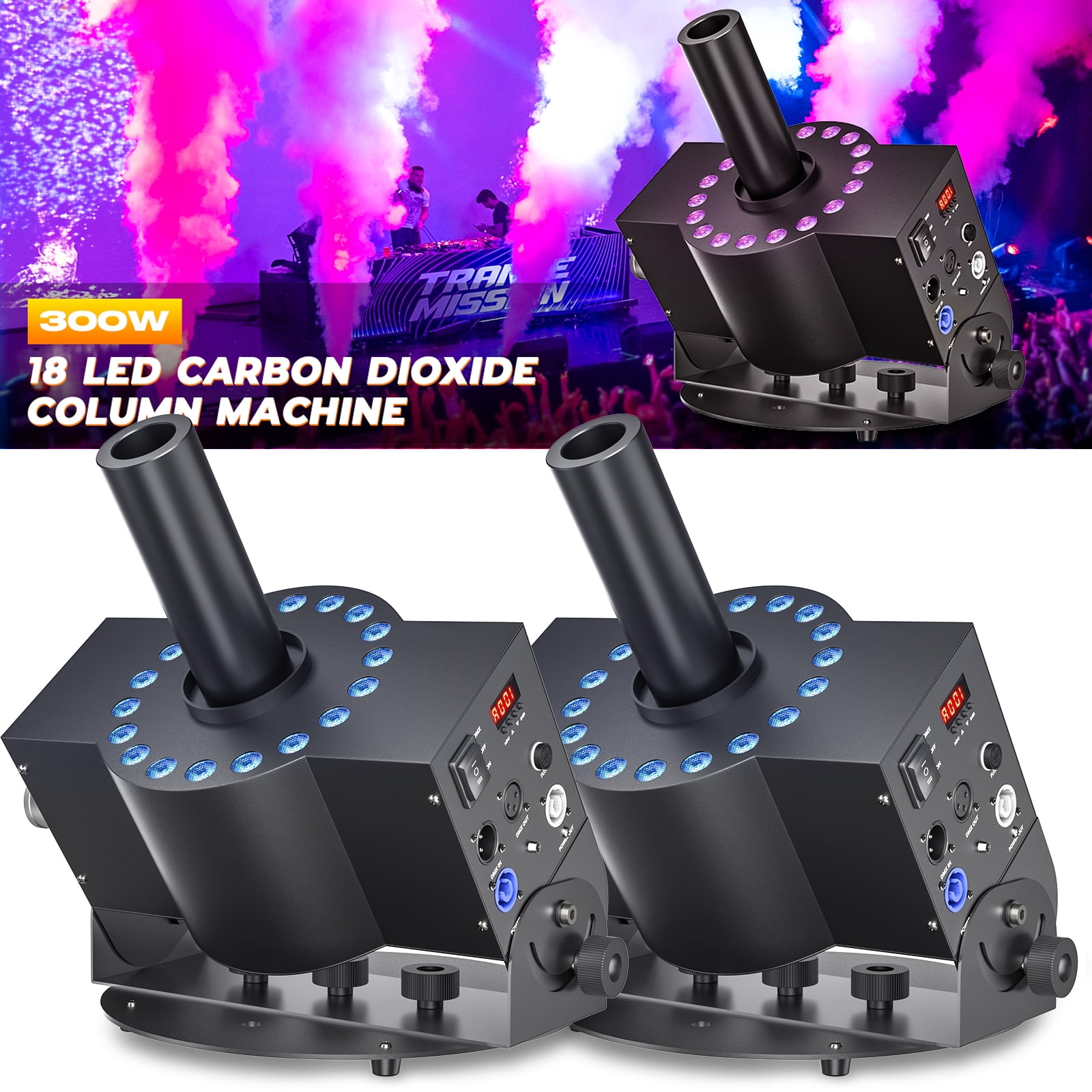 2 PCS 300W CO2 Fog Machine, Professional DMX CO2 Cannon Jet Air Column ...